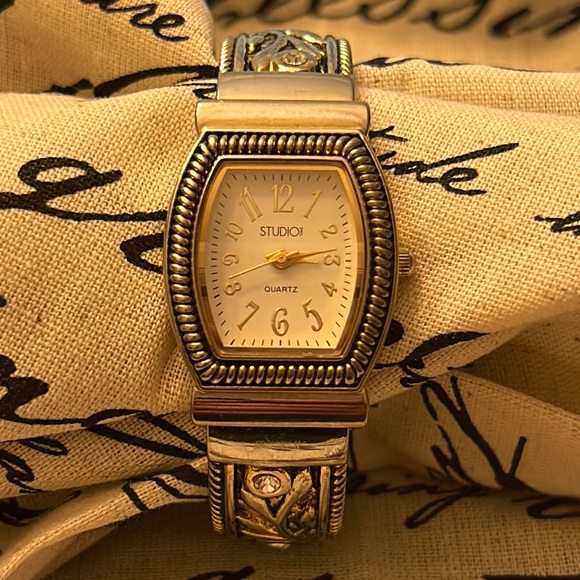 Studio | Accessories | Studio Watch New Battery Cuff Style Silver Gold ...